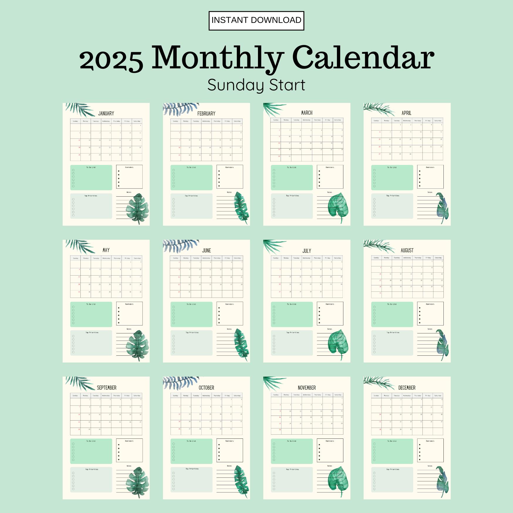 2025 Greenery Planner | 2025 Monthly Planner | Botanical Planner 2025 ...