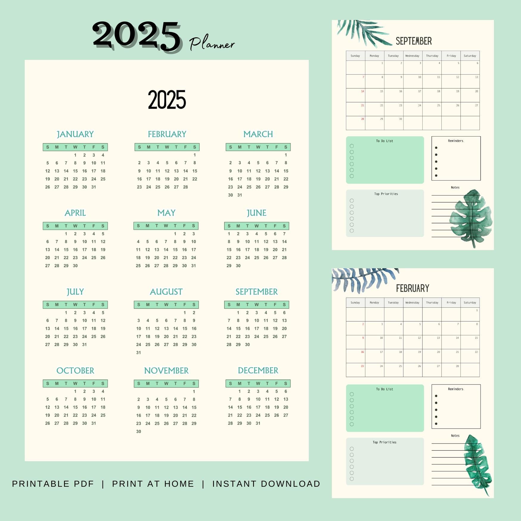 2025 Greenery Planner | 2025 Monthly Planner | Botanical Planner 2025 ...
