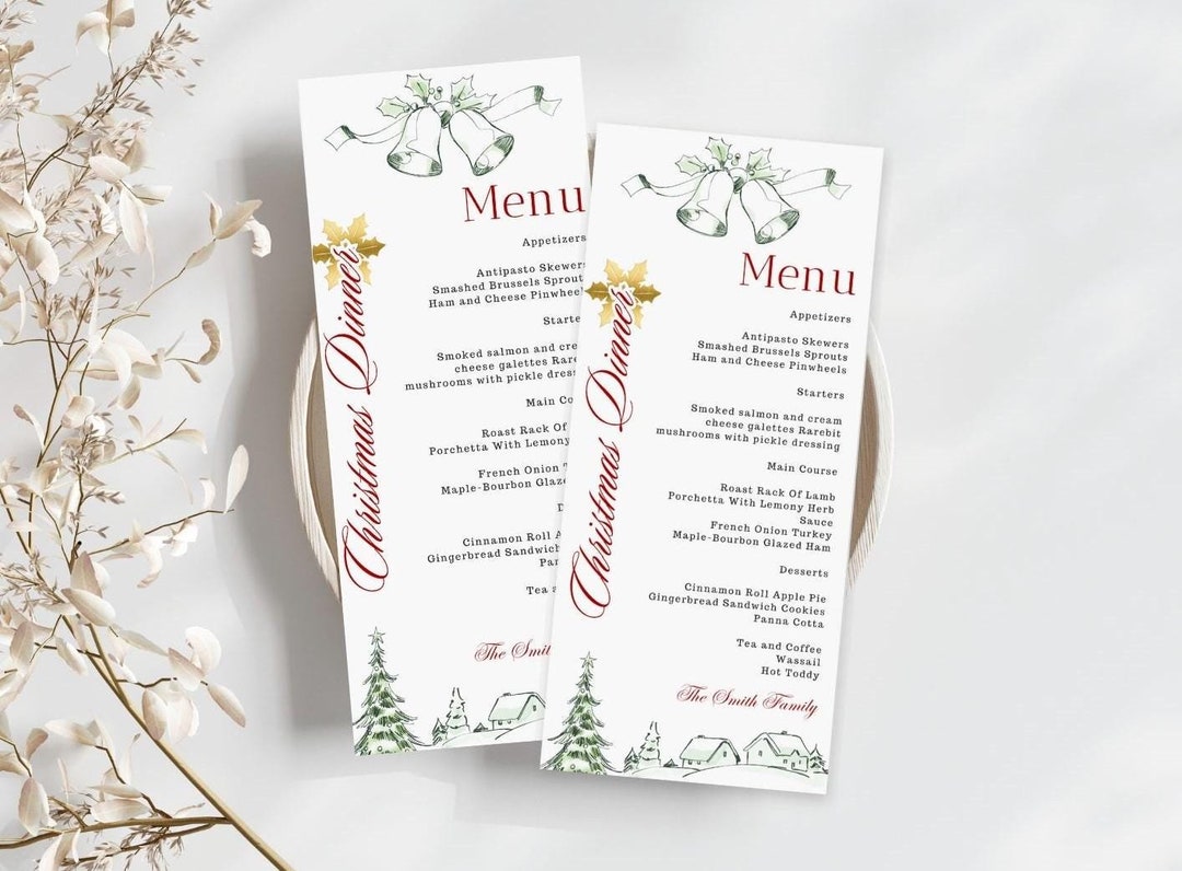 Festive Christmas Dinner Menu Template for an Unforgettable Holiday ...