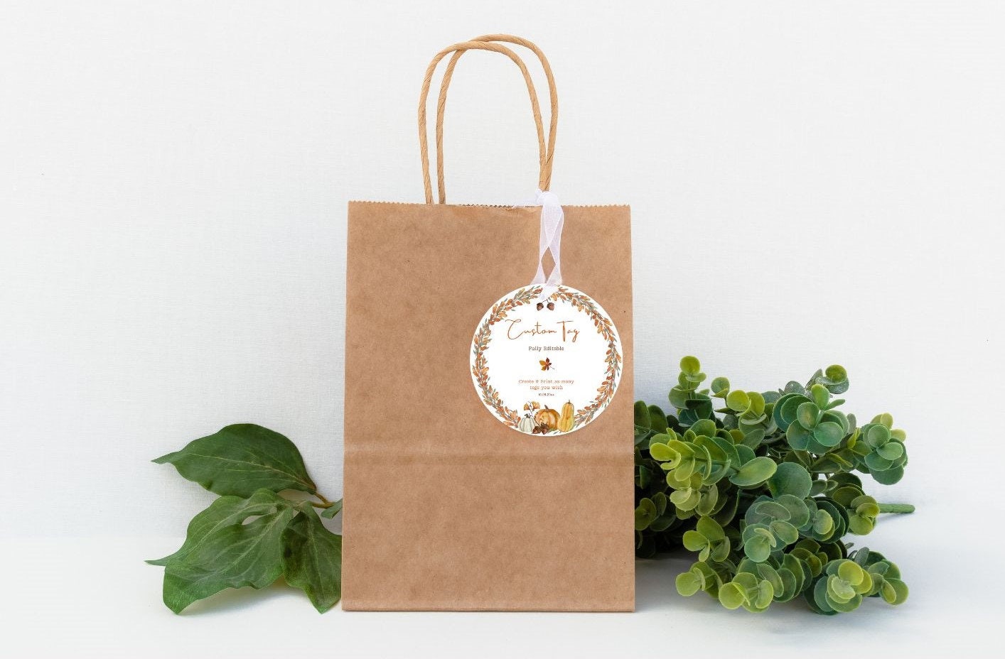 Autumn Round Favor Tag Template | Thanksgiving Favor Tags Template ...