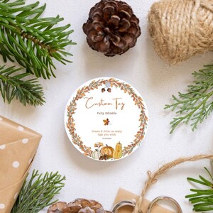 Autumn Round Favor Tag Template | Thanksgiving Favor Tags Template ...