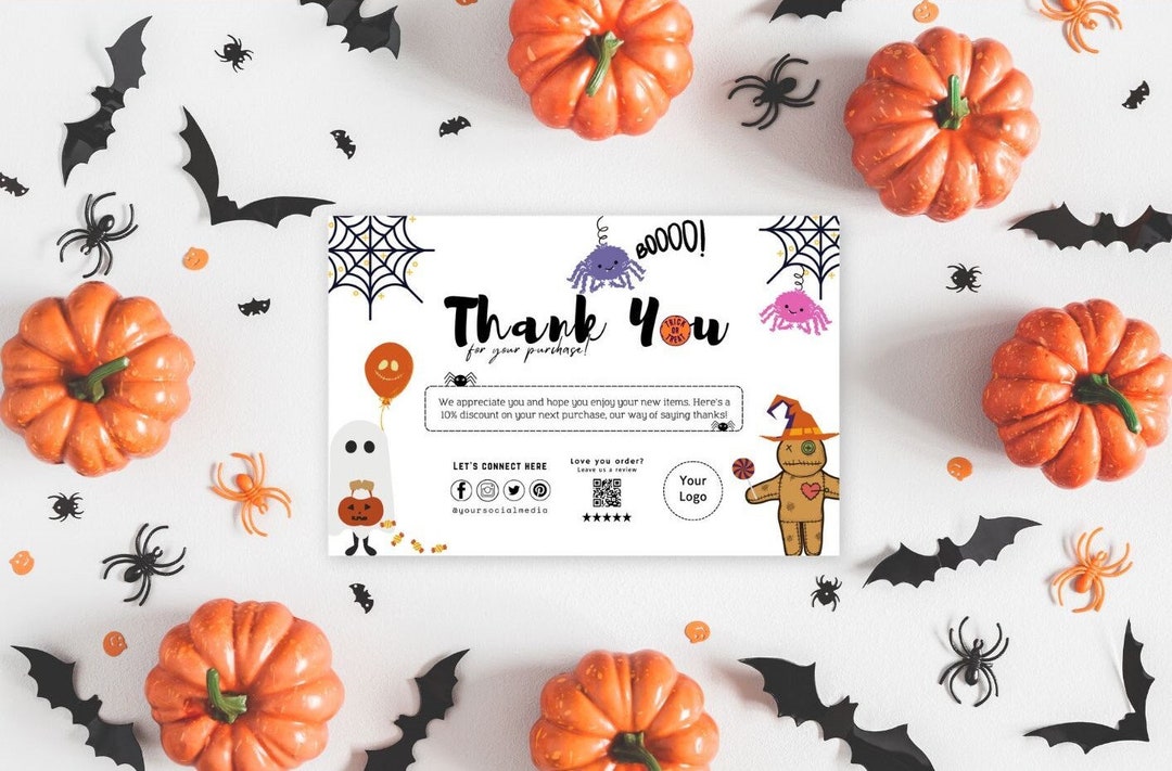 Cute Spiders Business Thank You Card Editable Halloween Thank You Card ...