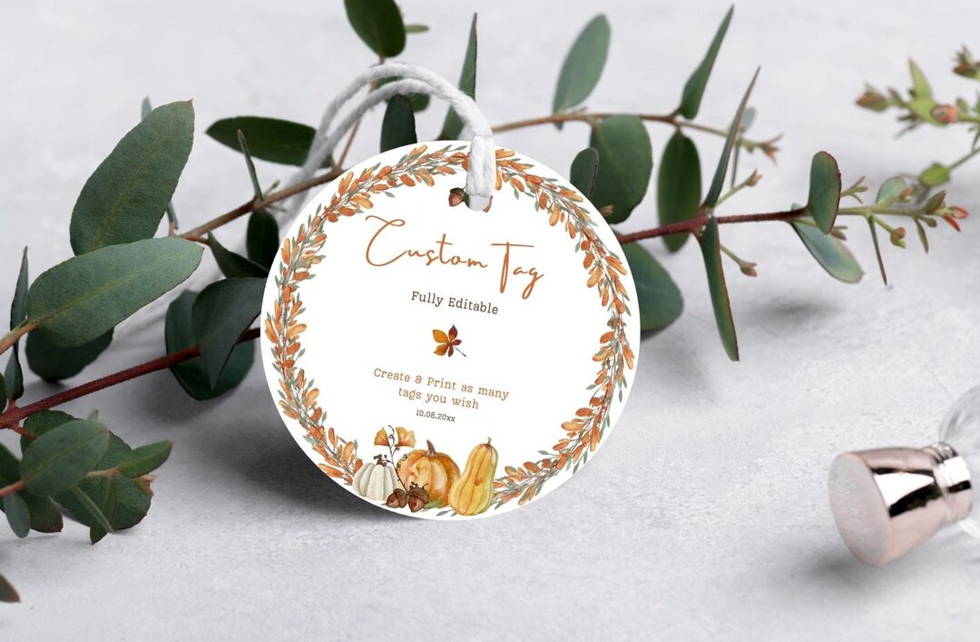 Autumn Round Favor Tag Template | Thanksgiving Favor Tags Template ...