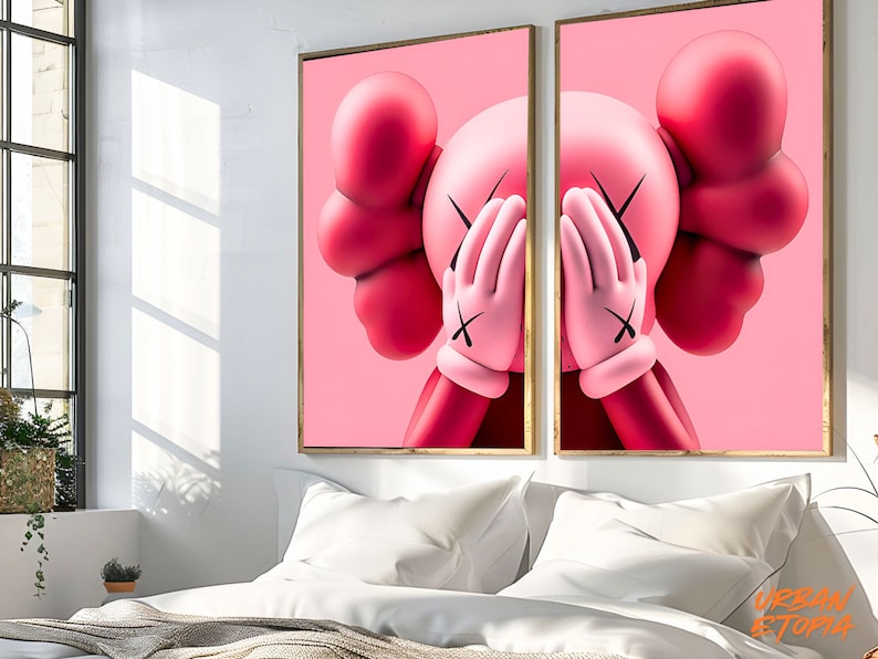 Pink Kaws Companion Collage Set - DIGITAL DOWNLOAD for 2 Frames - Gold ...