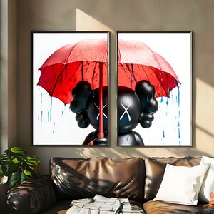 Colorful KAWS Red Umbrella Poster - Digital Download for 2 Prints ...