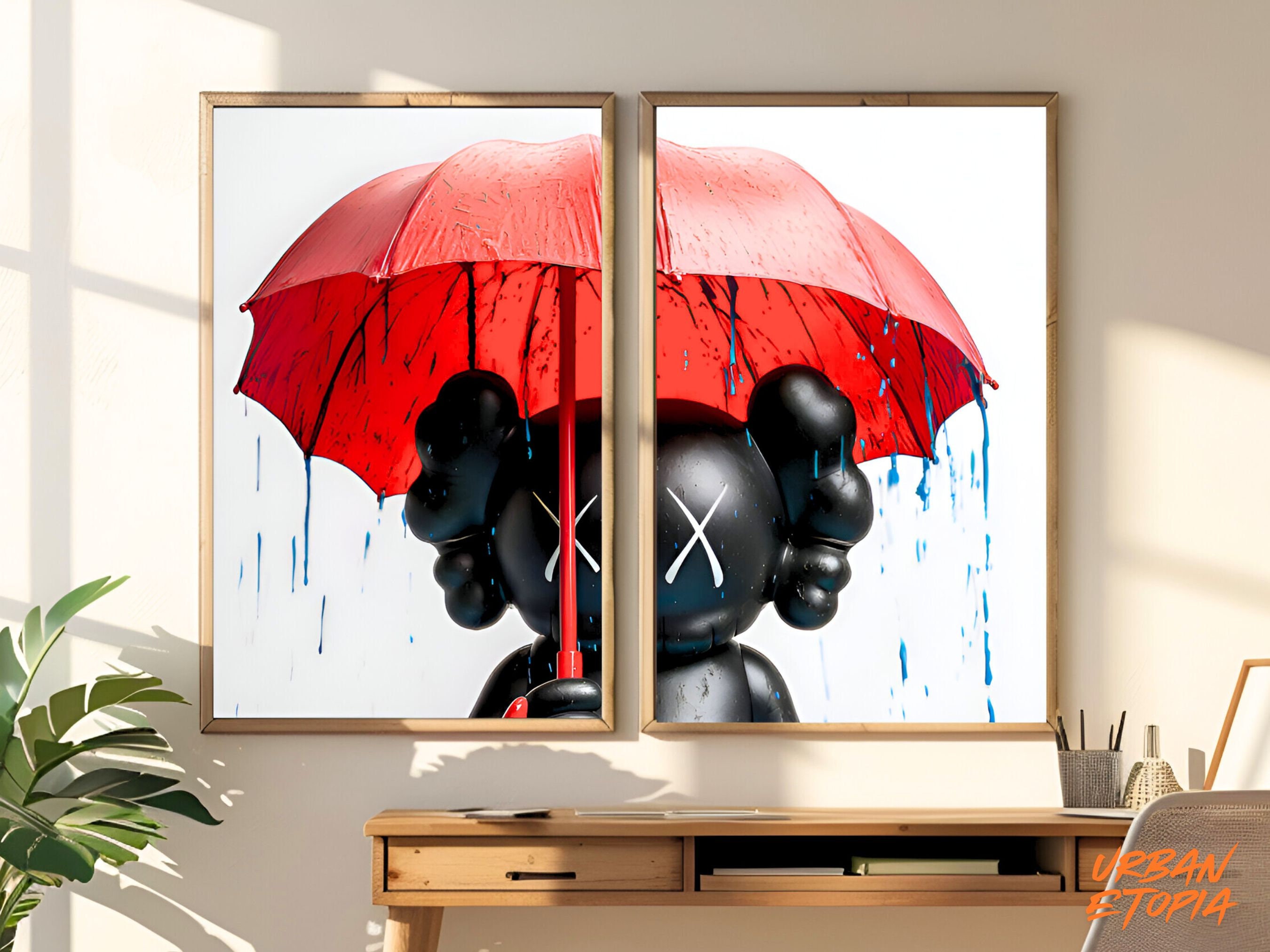 Colorful KAWS Red Umbrella Poster Digital Download for 2 Prints ...