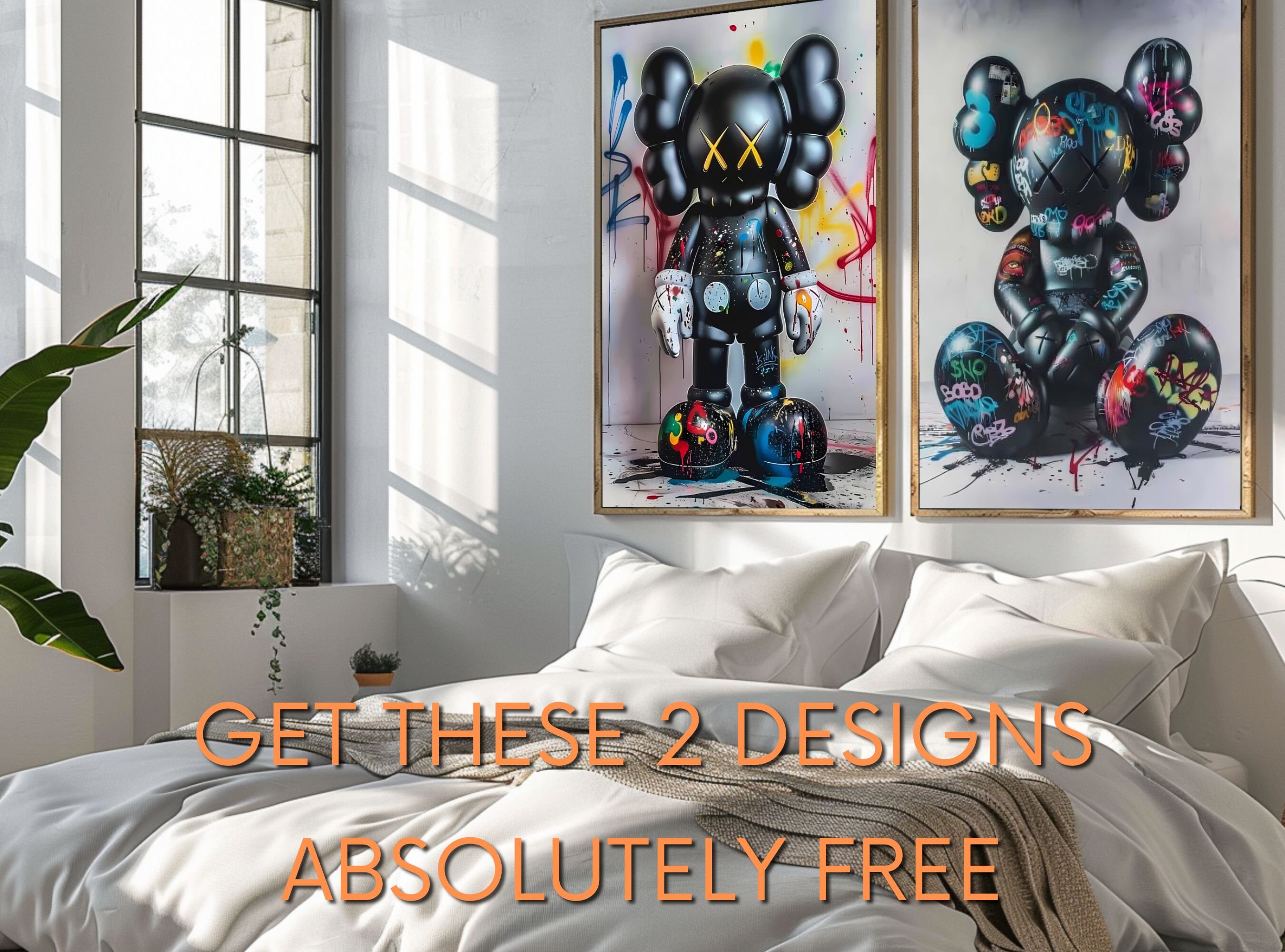 Trendy Hypebeast Graffiti Poster Set KAWS Printable Art, Figure and ...
