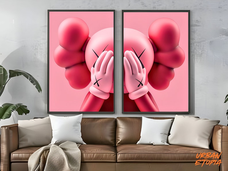 Pink Kaws Companion Collage Set - DIGITAL DOWNLOAD for 2 Frames - Gold ...