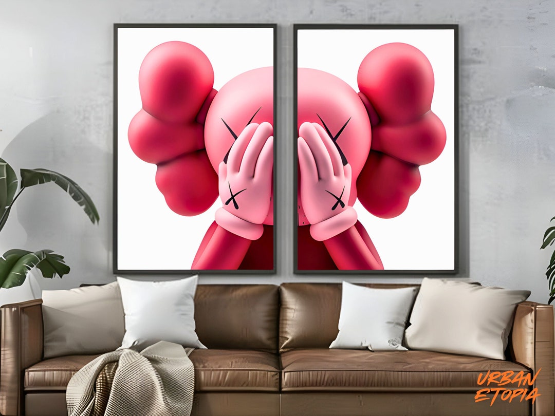 Kaws Companion Collage Print Set: Red Pink Hypebeast Art (digital ...