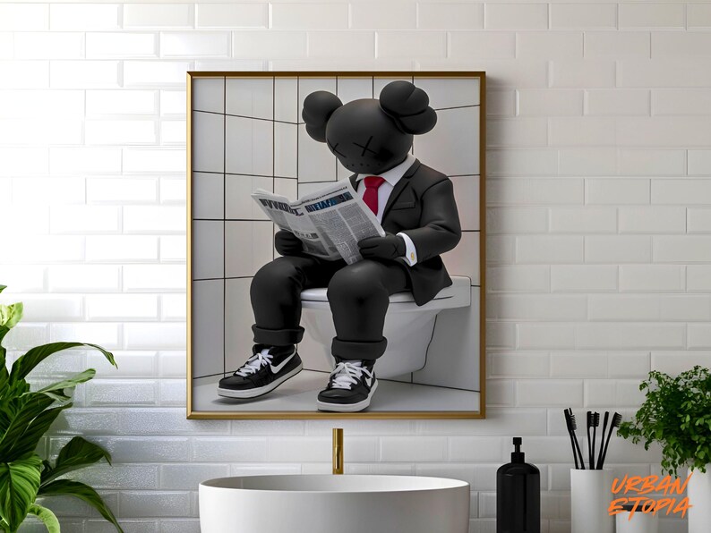 Kaws Bathroom Hypbeast Poster - Printable Art for Shower Bathroom Wall ...