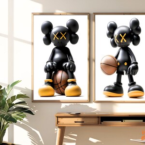 Sporty Basketball KAWS 2 Set Poster Instant Digital Download Only for 2 ...