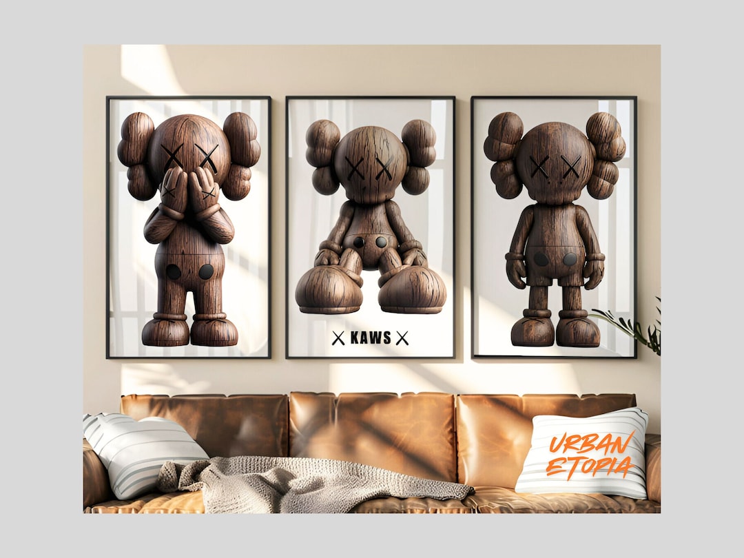 Unique Wood Kaws Poster Set of 3, Instant DIGITAL DOWNLOAD, Kaws Poster ...