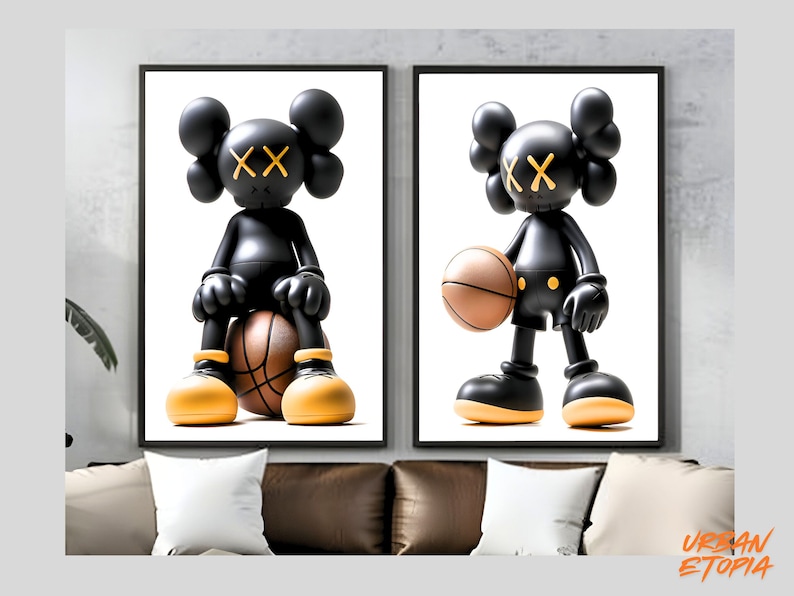 Sporty Basketball KAWS 2 Set Poster Instant Digital Download Only for 2 ...