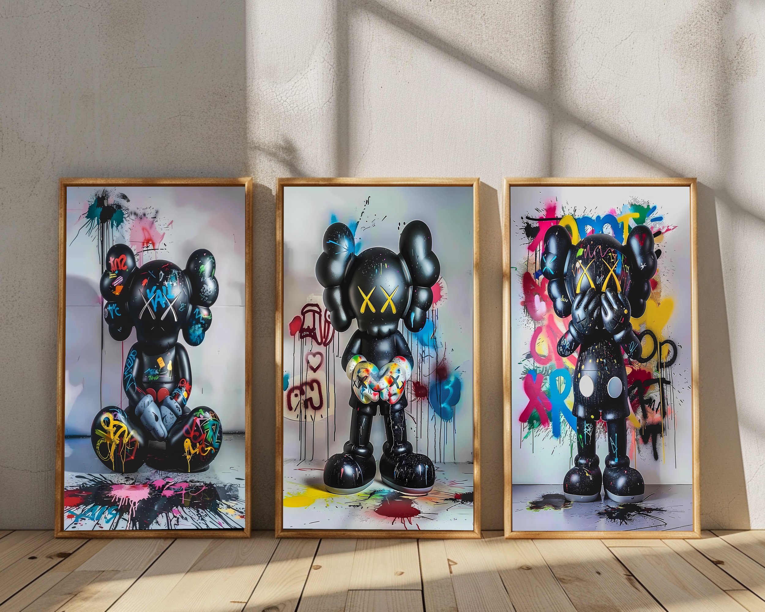 Trendy Hypebeast Graffiti Poster Set KAWS Printable Art, Figure and ...