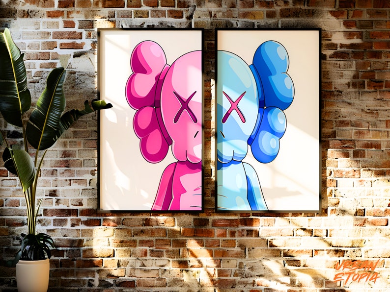 Colorful Vibrant Kaws Collage Poster Digital Download for 2 Prints ...