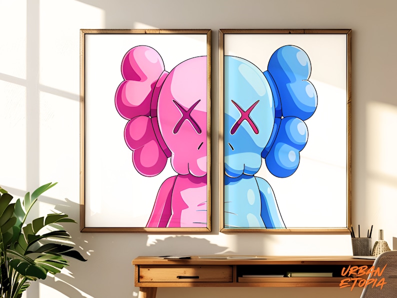 Colorful Vibrant Kaws Collage Poster Digital Download for 2 Prints ...