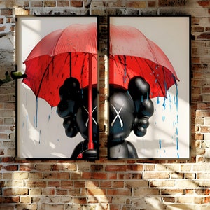 Colorful KAWS Red Umbrella Poster - Digital Download for 2 Prints ...