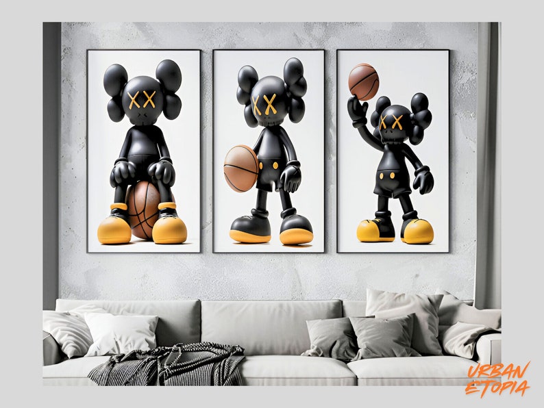 Hypebeast Basketball Poster Set - Set of 3 Kaws Posters - Kaws Poster ...