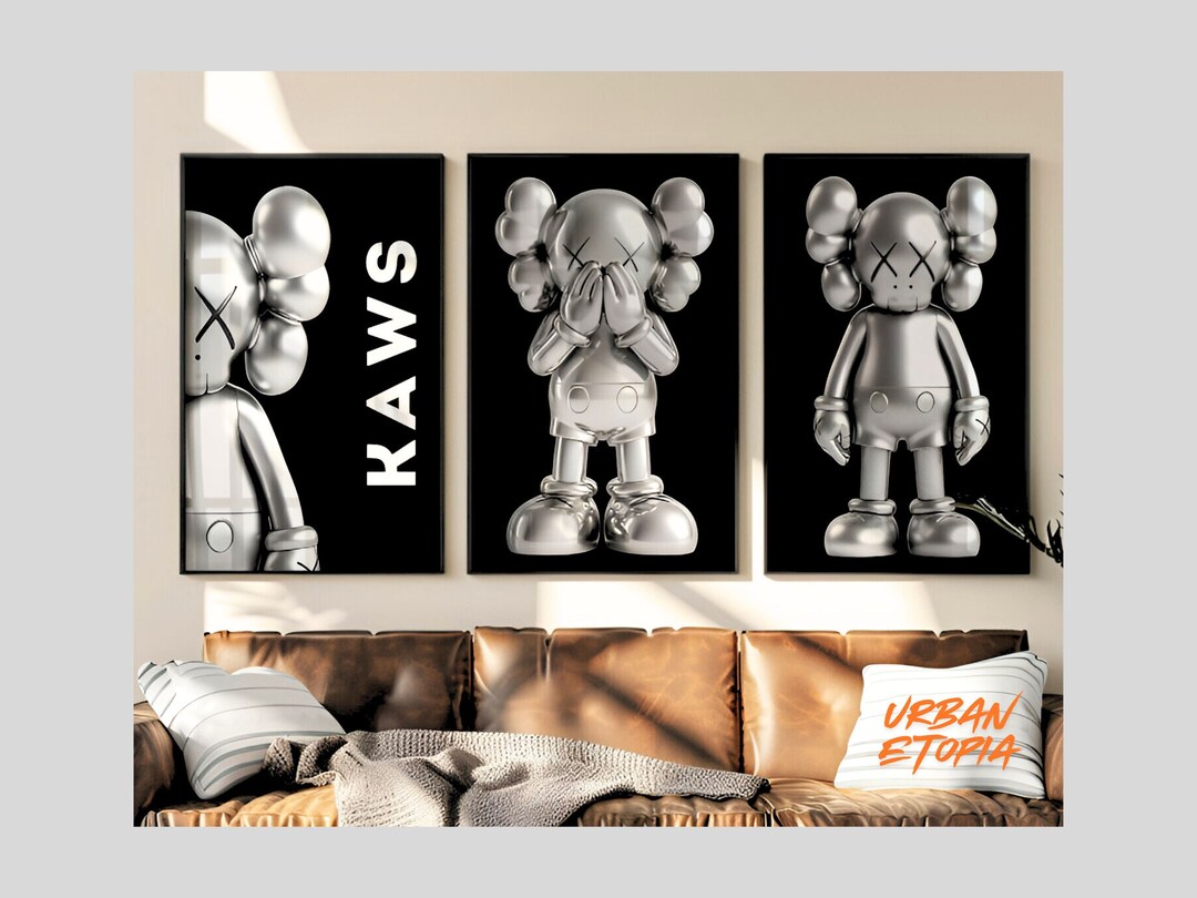 Silver Kaws Poster Set of 3 Posters - INSTANT DIGITAL DOWNLOAD ...