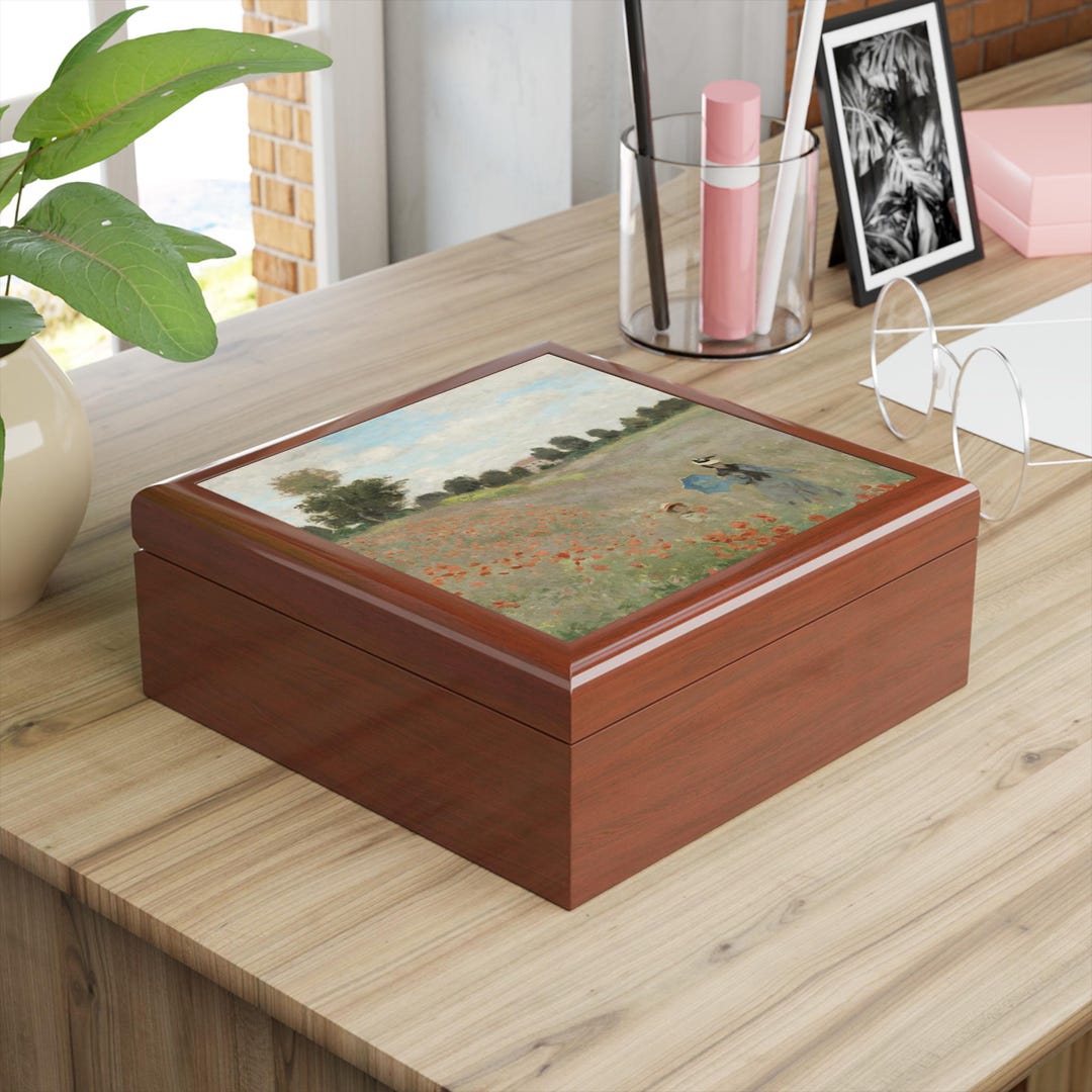 Monet Poppy Field Charming Jewelry Box, Keepsake Organizer, Gift for ...