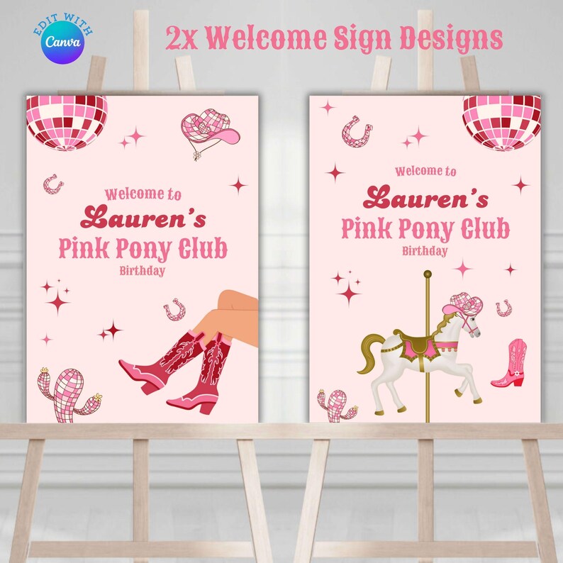 Pink Pony Party Pack Editable Templates - Bachelorette or Birthday ...