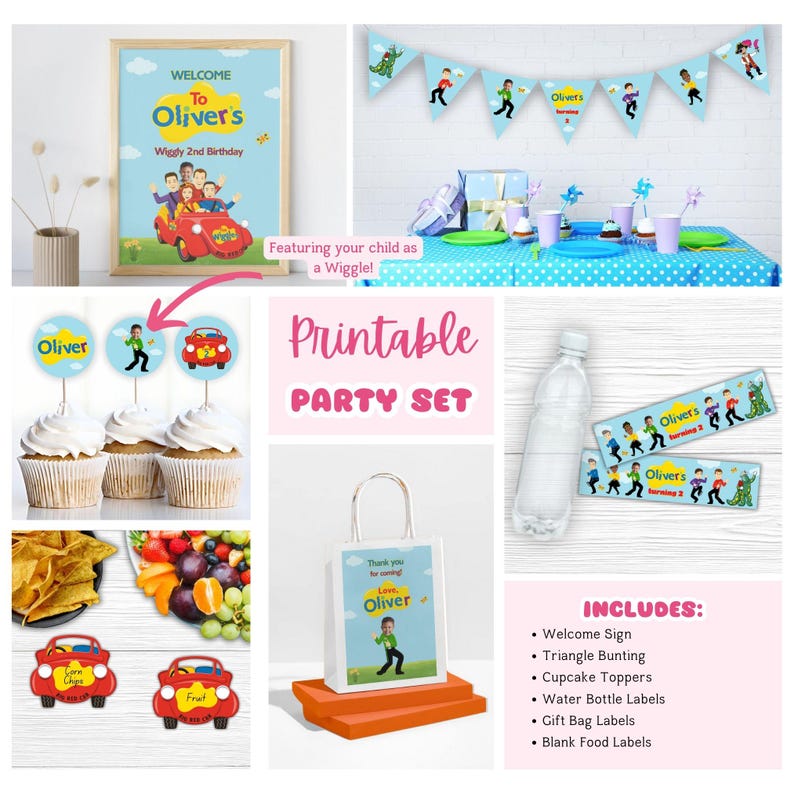 The Wiggles Printable Party Set - Welcome Sign, Cupcake Toppers, Bottle ...