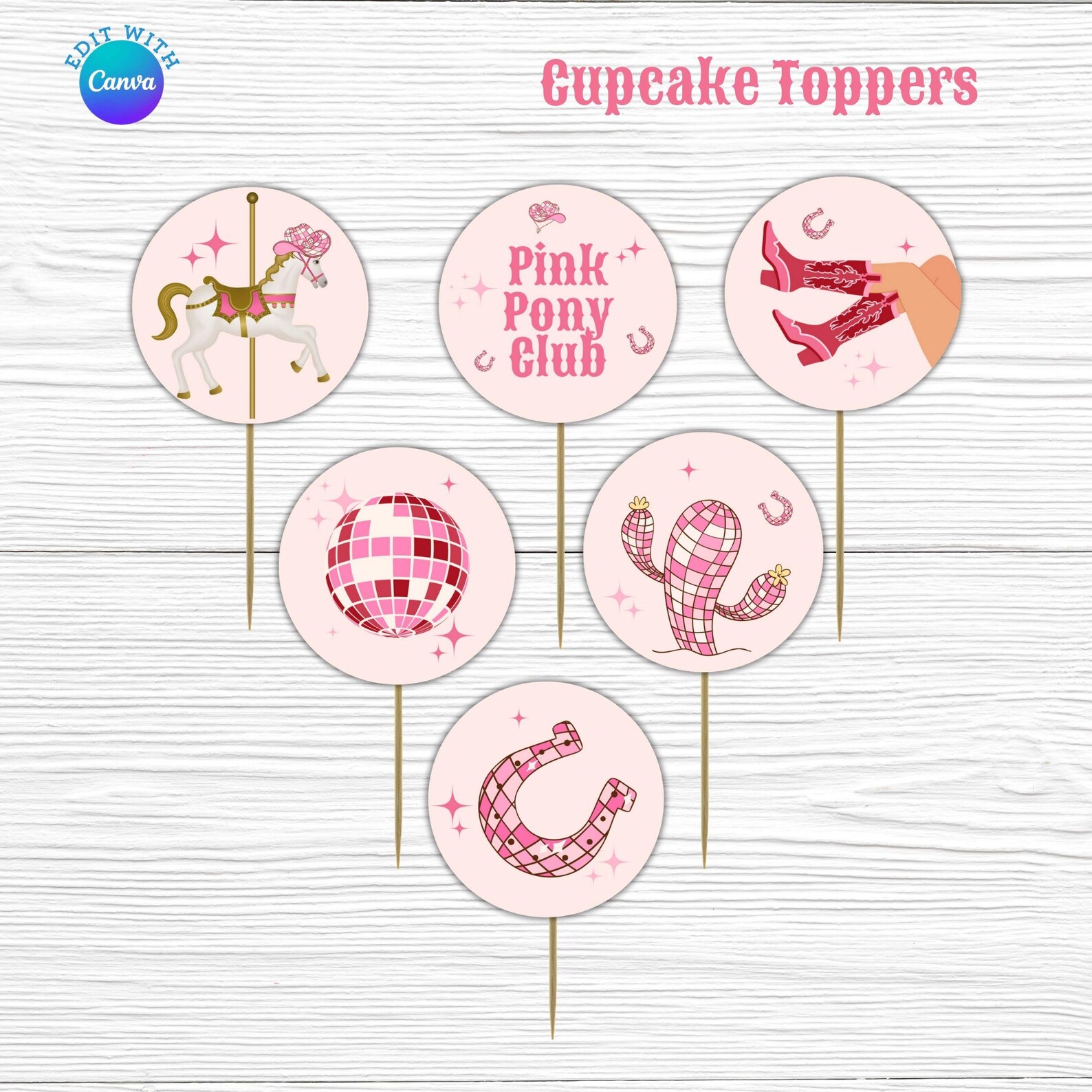 Pink Pony Party Pack Editable Templates - Bachelorette or Birthday ...
