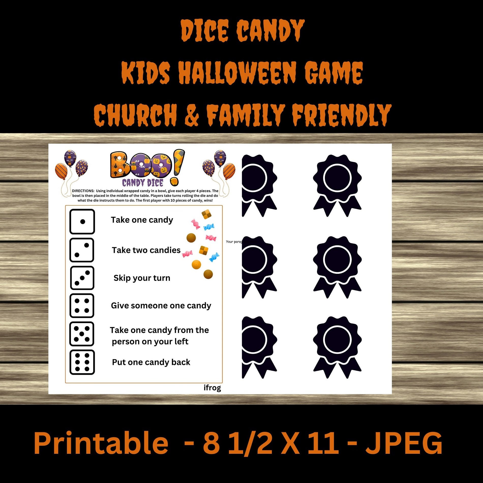 Halloween Candy Dice Game, Printable, CHURCH and FAMILY FRIENDLY - Etsy