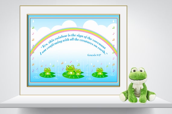 Cute Frog Christian Art God's Promise Genesis 9:17 Cute | Etsy