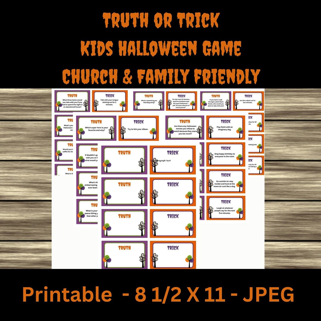 Halloween Truth or Trick Kids Game, Printable, CHURCH and FAMILY ...