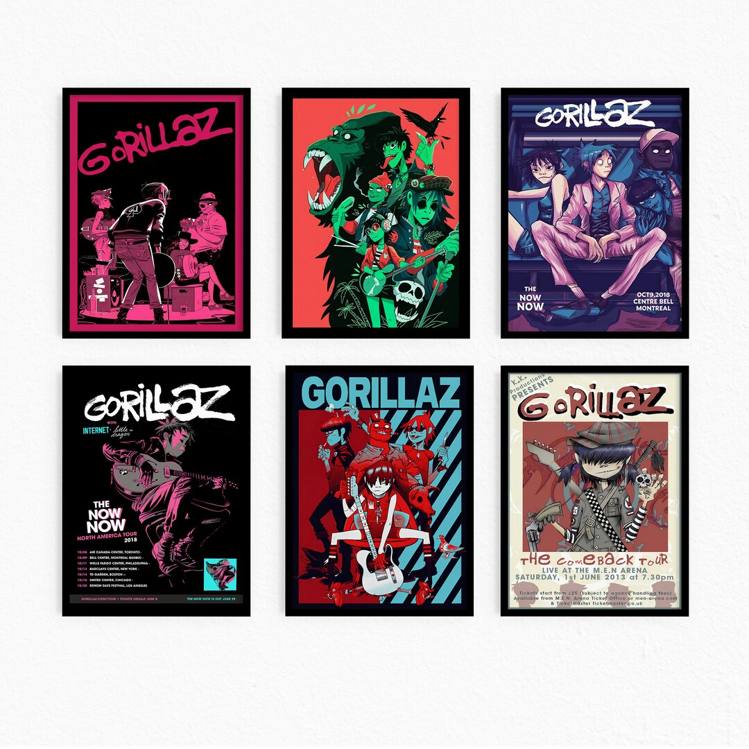 Printable PDF Set of 6 Gorillaz Poster, Gorillaz Home Decor, Minimalist ...
