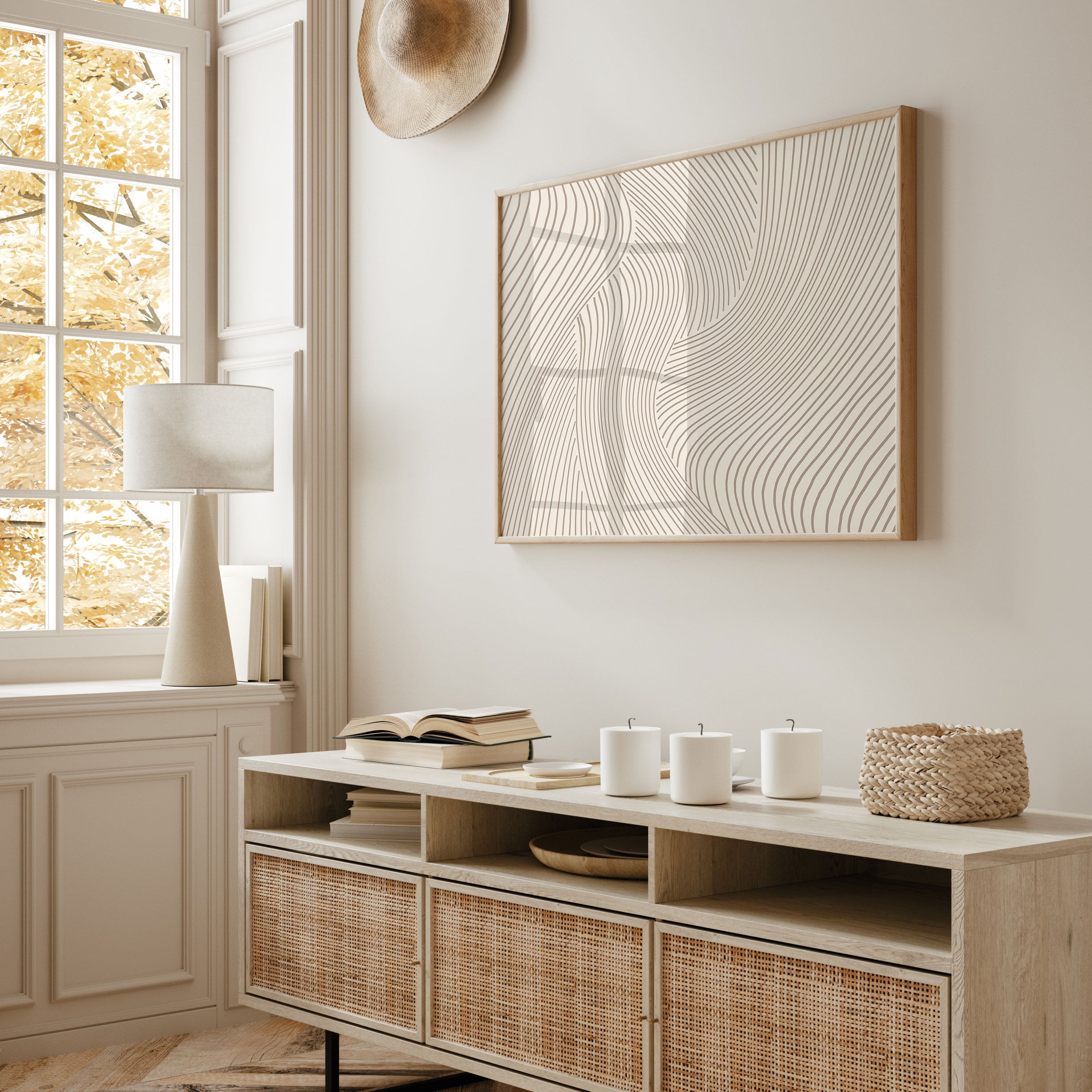 Horizontal Abstract Print, Geometric Wall Art, Neutral Modern Print ...