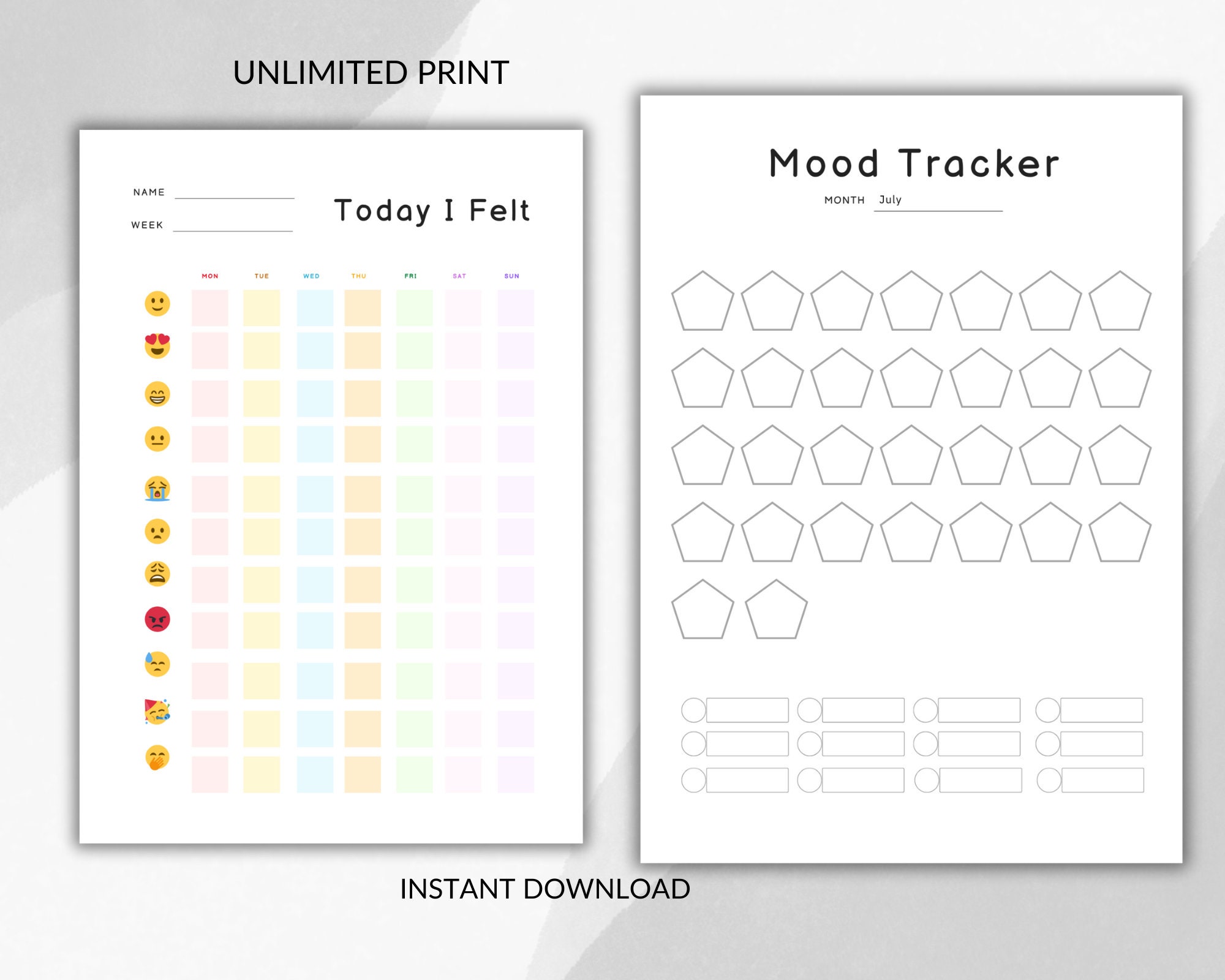 Printable Mood Tracker Bundle, Digital Tracker, Printable Tracker ...