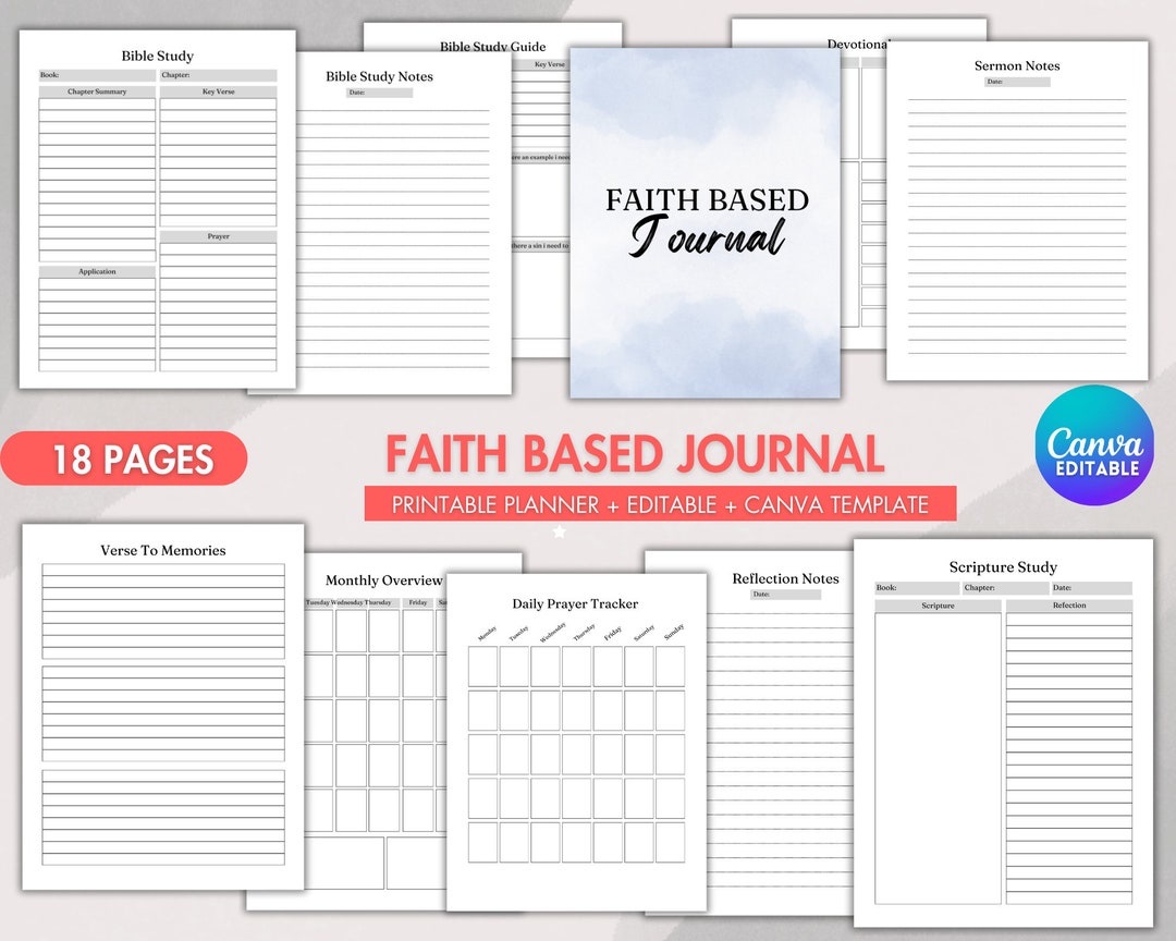 Printable Faith Based Journal, Prayer Journal Digital, Planner Template ...