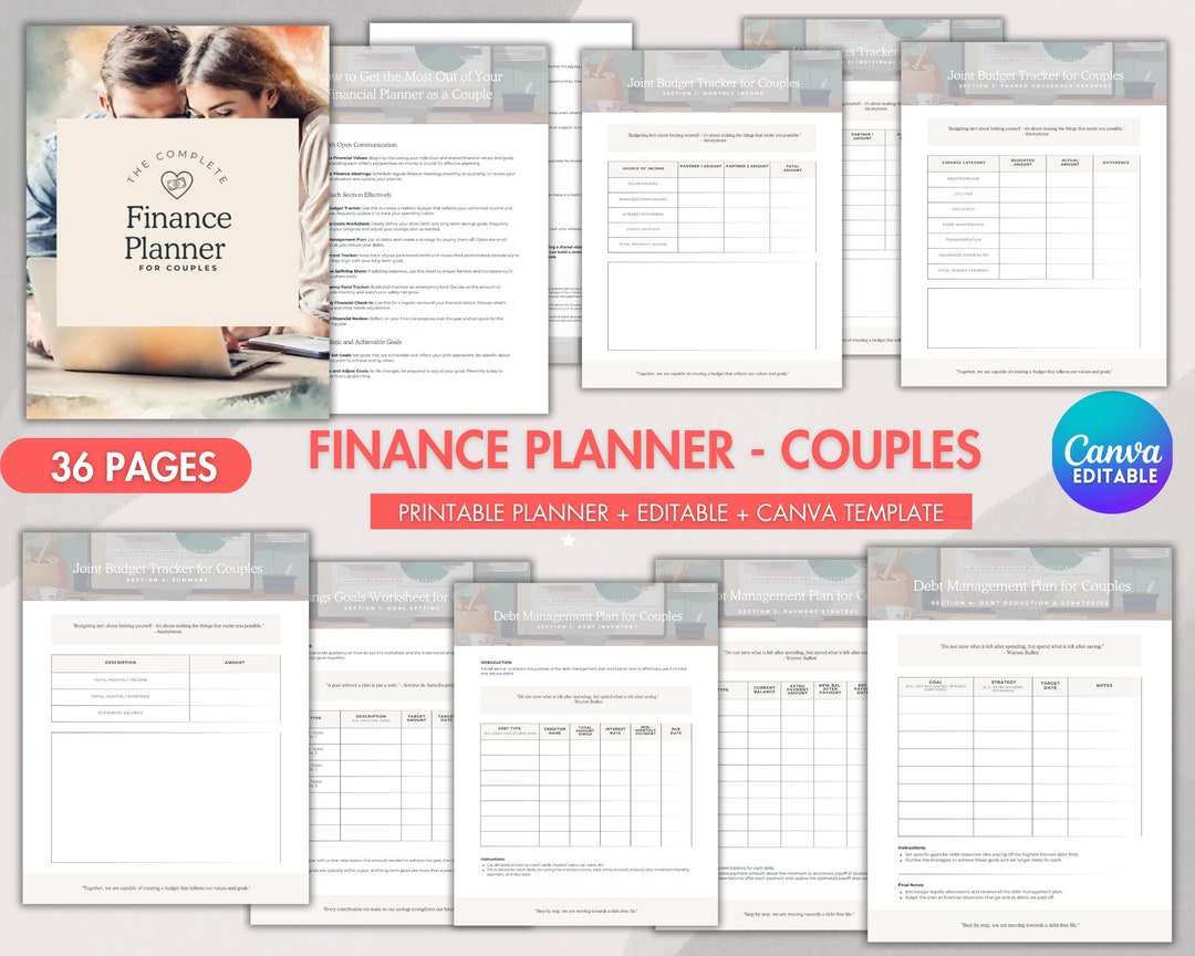 Printable Finance Couples Planner Template, Printable Budget Planner ...