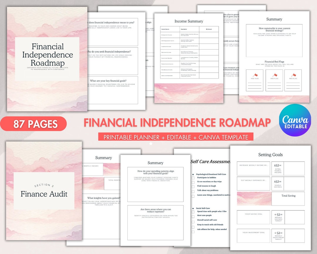 Printable Financial Independence Roadmap, Financial Independence Roadmap Digital, Digital ...