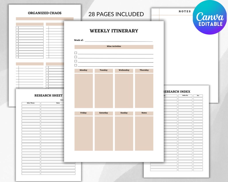 Editable Travel Itinerary Template, Trip Itinerary, Printable Travel ...