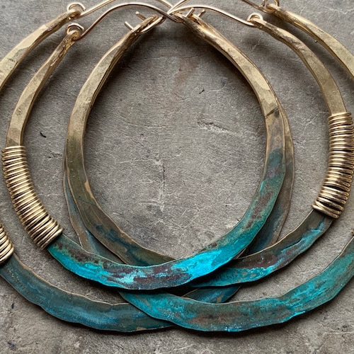 Brass Hoop Earrings / Large Hoops / Brass Hoops / Hammered - Etsy