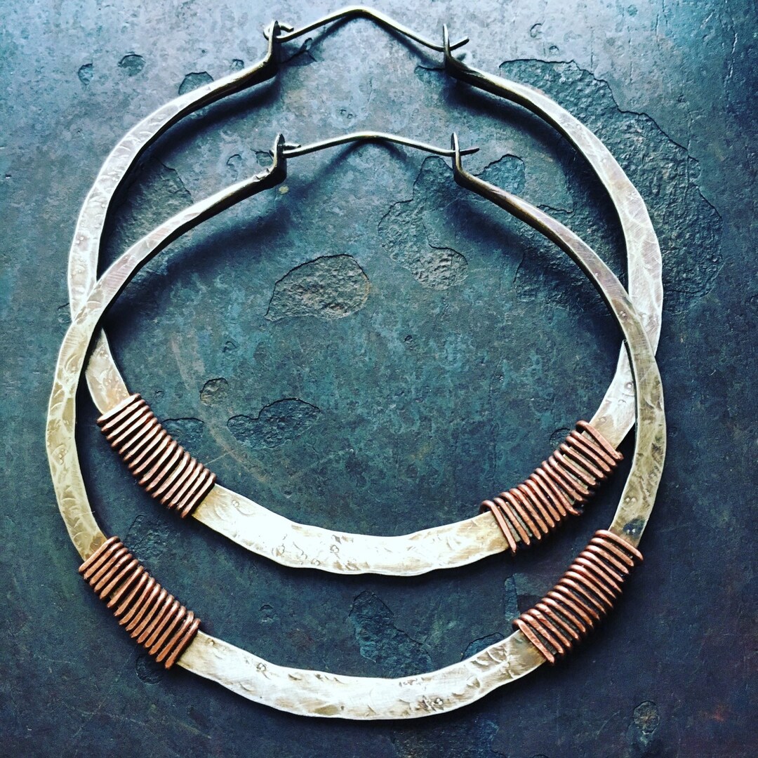 Hoop Earrings Sterling Silver Extra Large Hoops Wire Wrap - Etsy