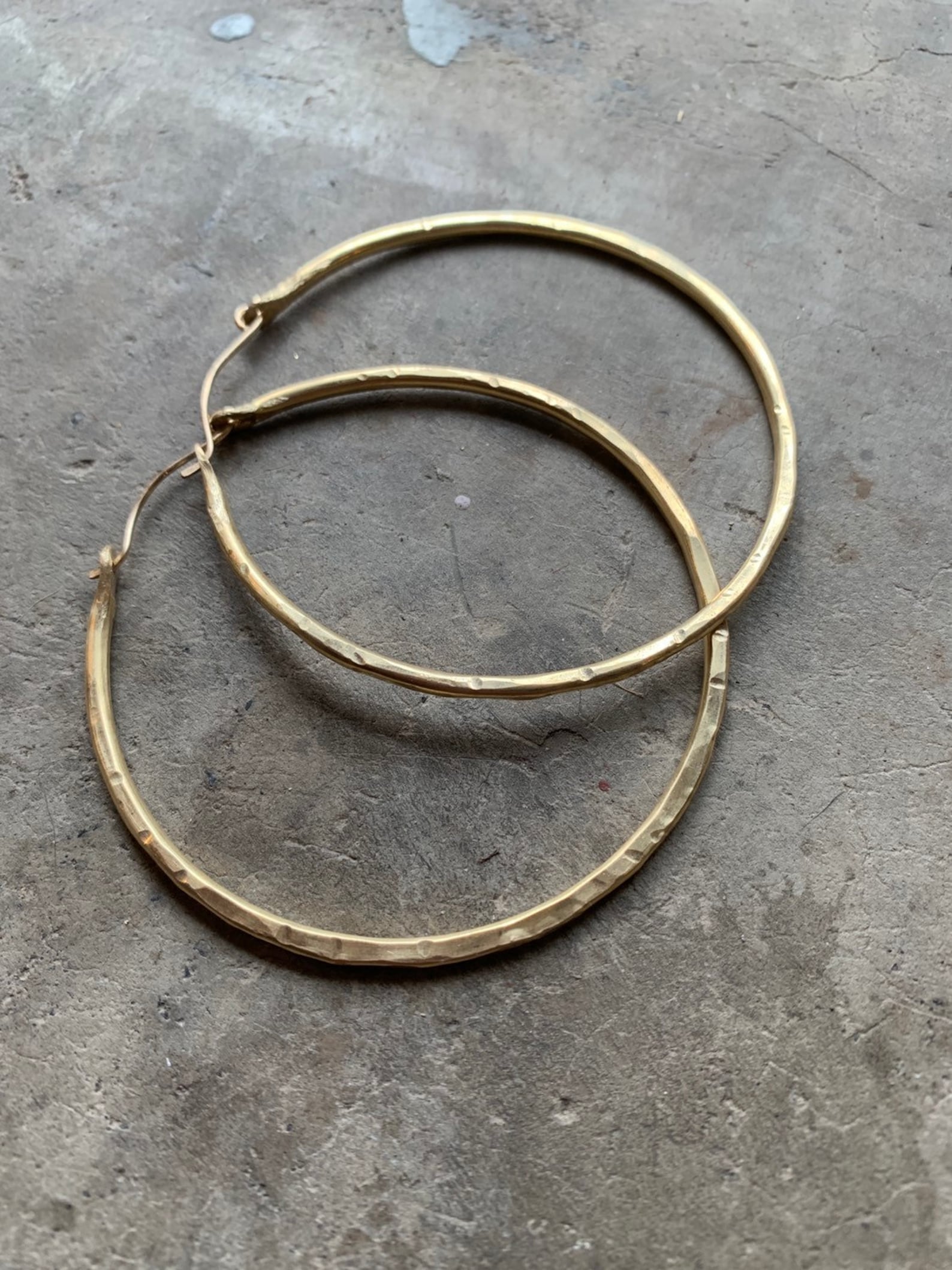 Brass Hoop Earrings / Large Hoops / Brass Hoops / Hammered Hoops /thin ...