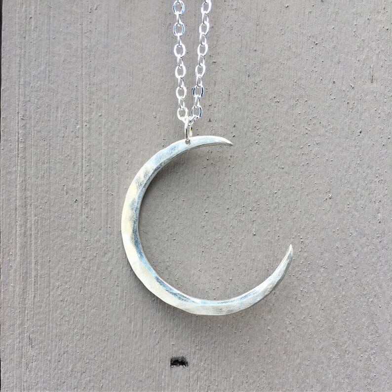 Sterling Silver Moon Pendant / Crescent Moon / Hammered Silver / Moon ...