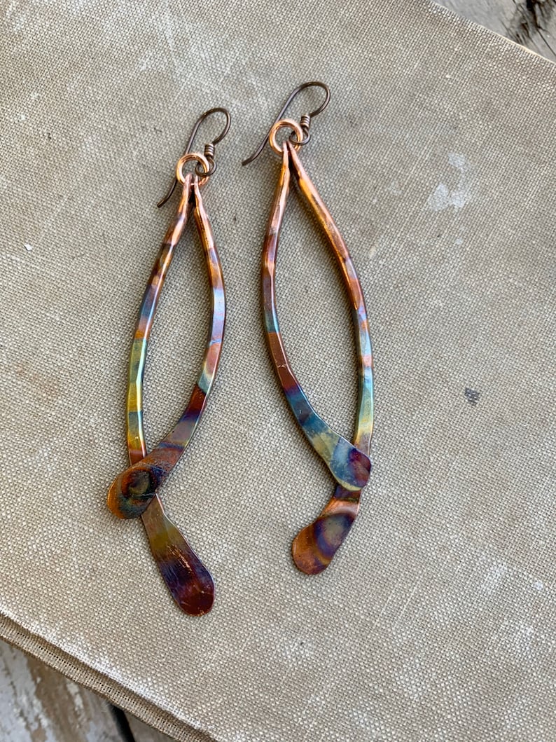 Rainbow Copper Earrings / Dangle Earrings / Drop Earrings / | Etsy