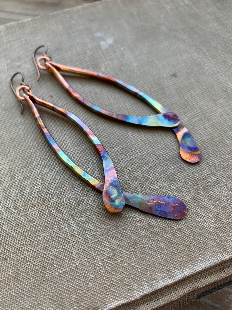 Rainbow Copper Earrings / Dangle Earrings / Drop Earrings / | Etsy