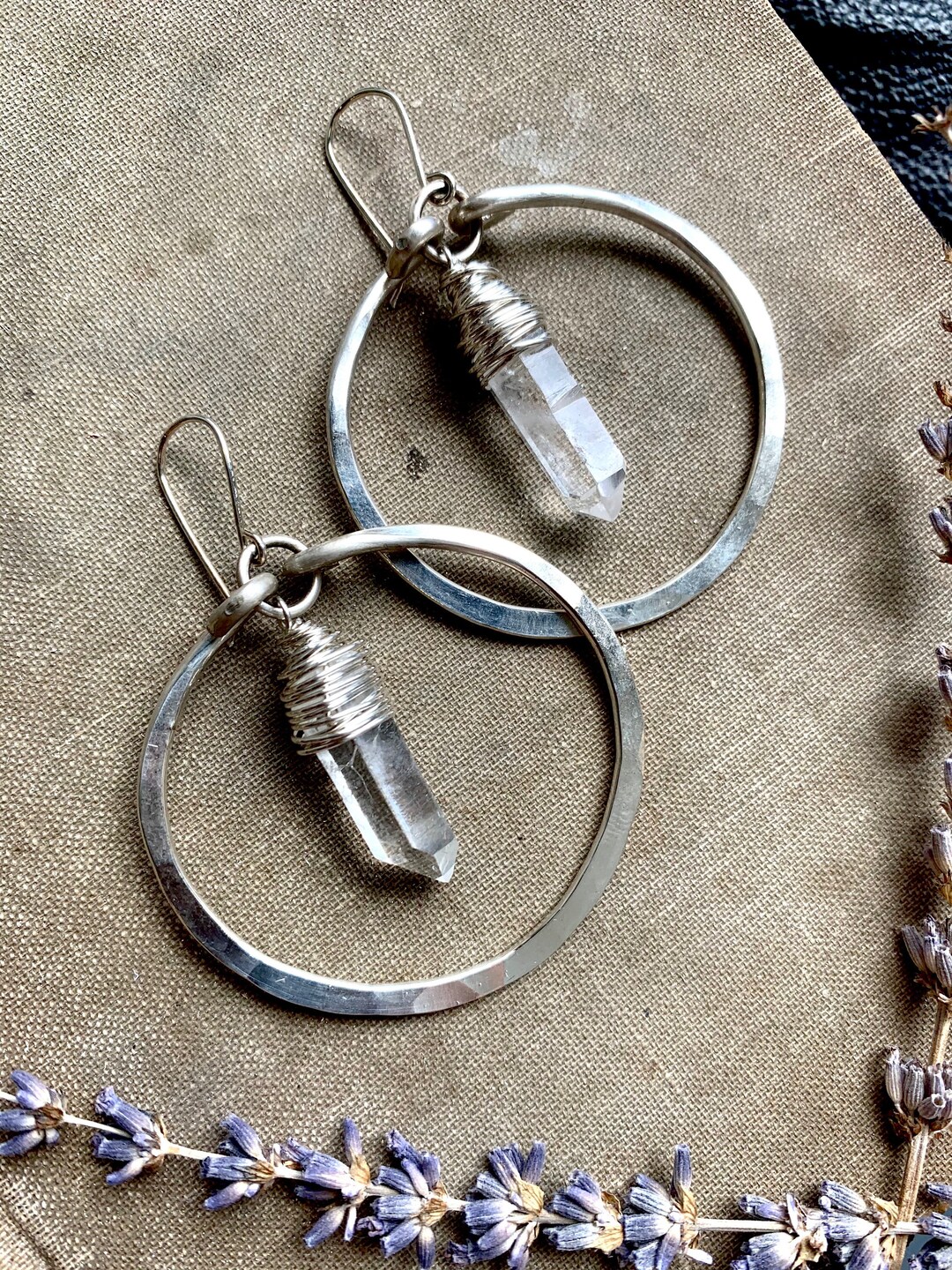Hoop Earrings / Sterling Silver Hoops / Clear Crystal / Crystal ...