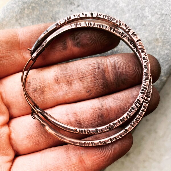 Copper Hoop Earrings - Etsy