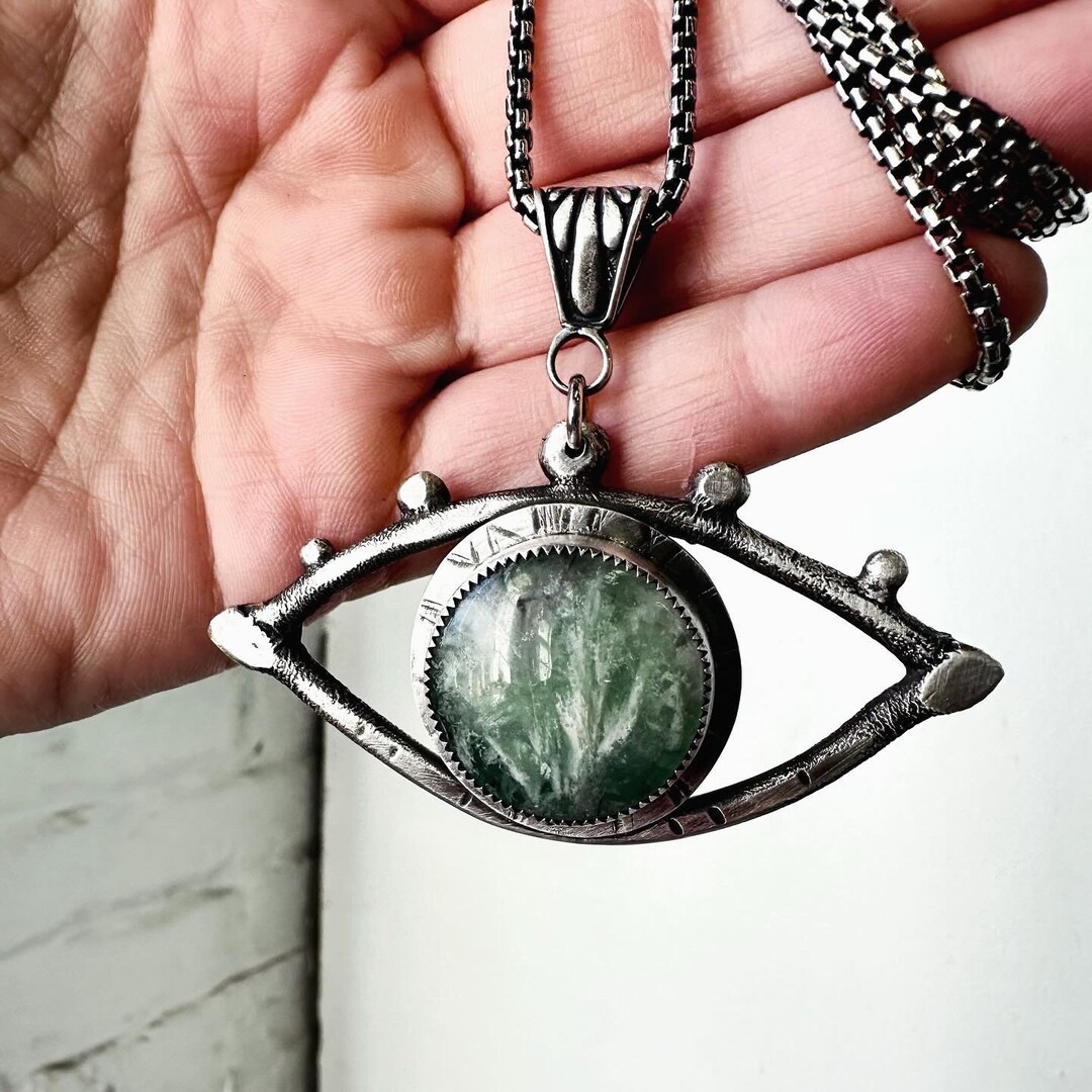 Evil Eye Statement Necklace / Sterling Silver Jewelry / Third Eye / Boho / Statement Jewellery ...