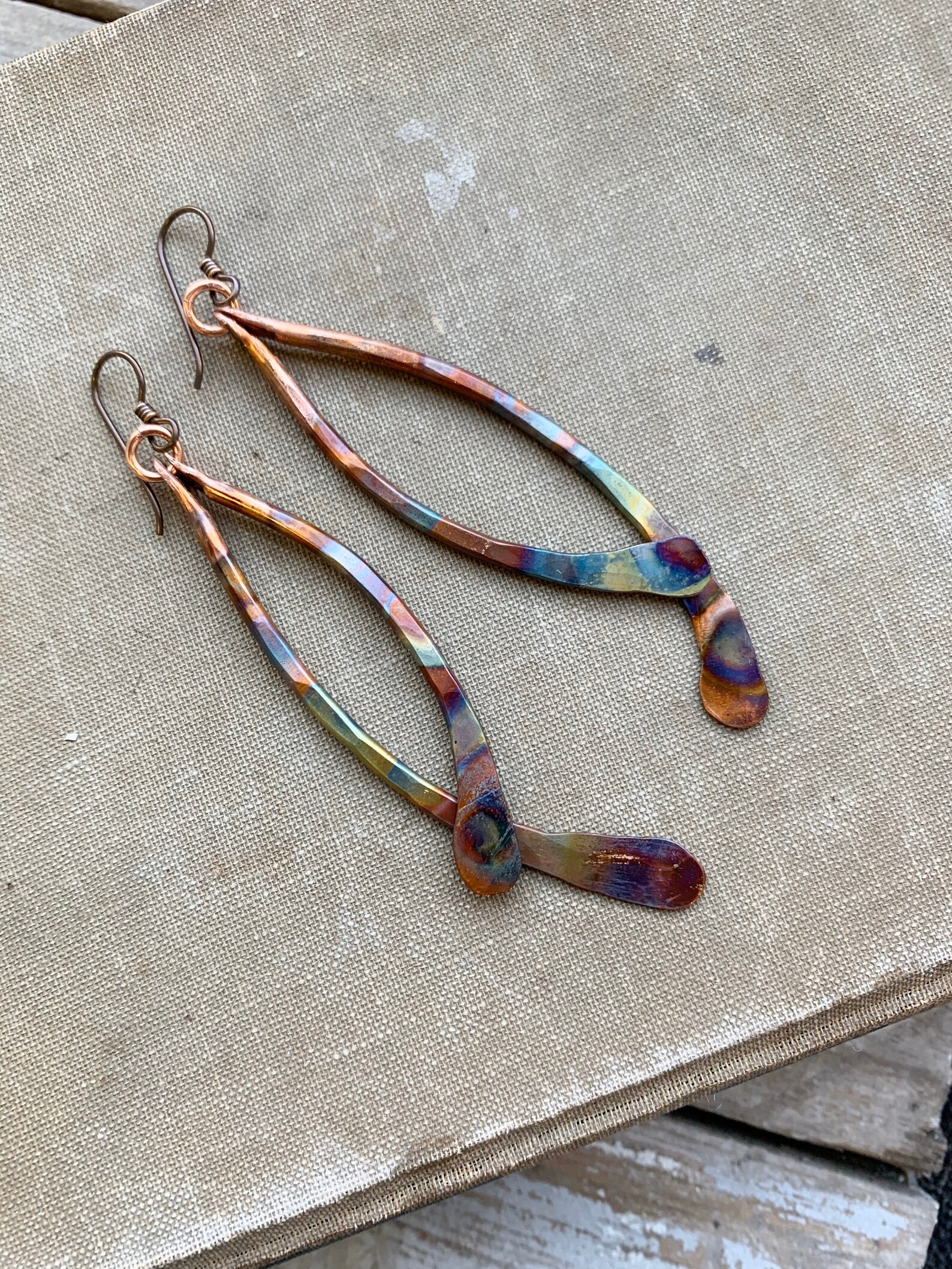 Rainbow Copper Earrings / Dangle Earrings / Drop Earrings / | Etsy