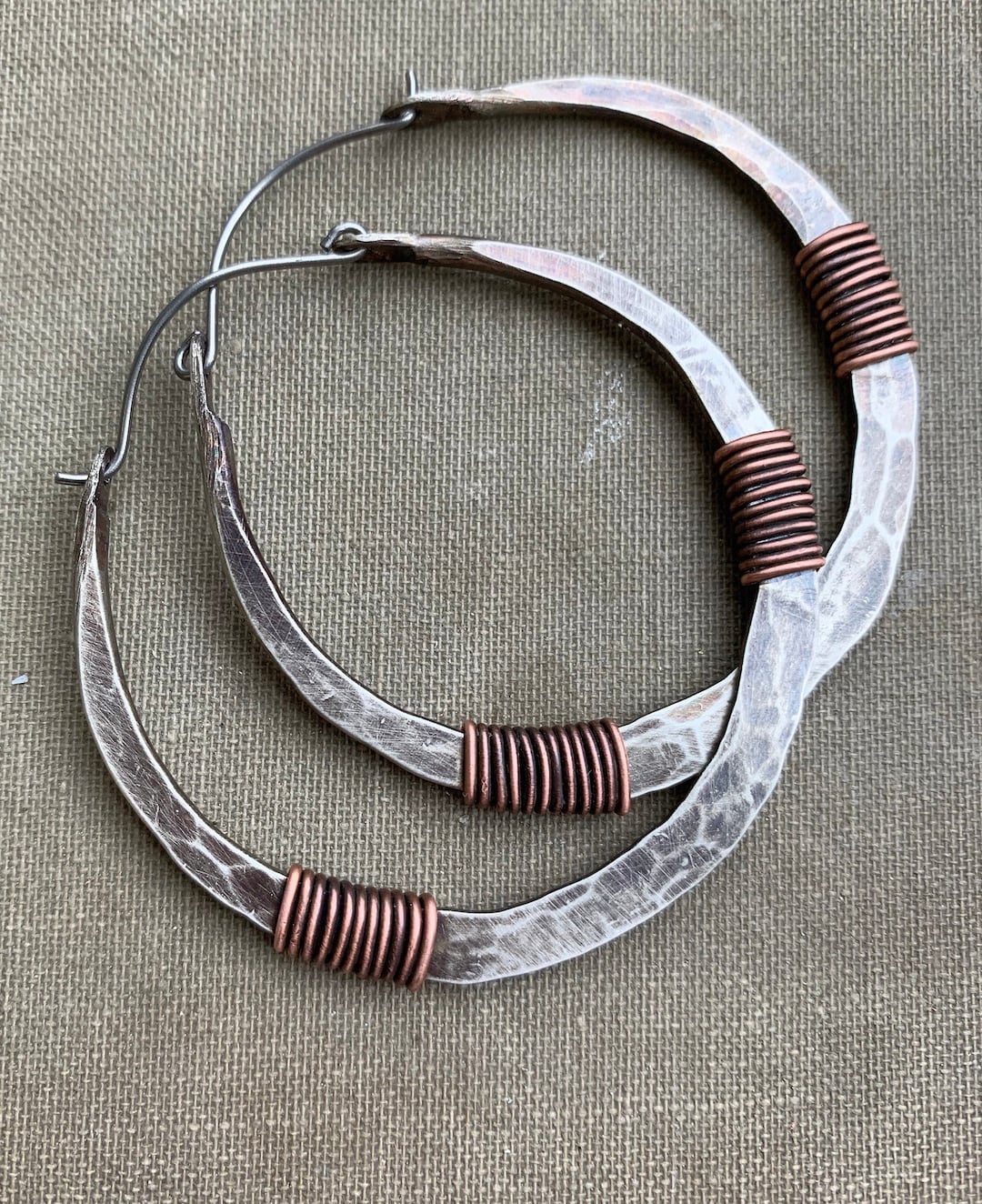 Mixed Metal Hoop Earrings / Sterling Silver / Statement Jewelry ...