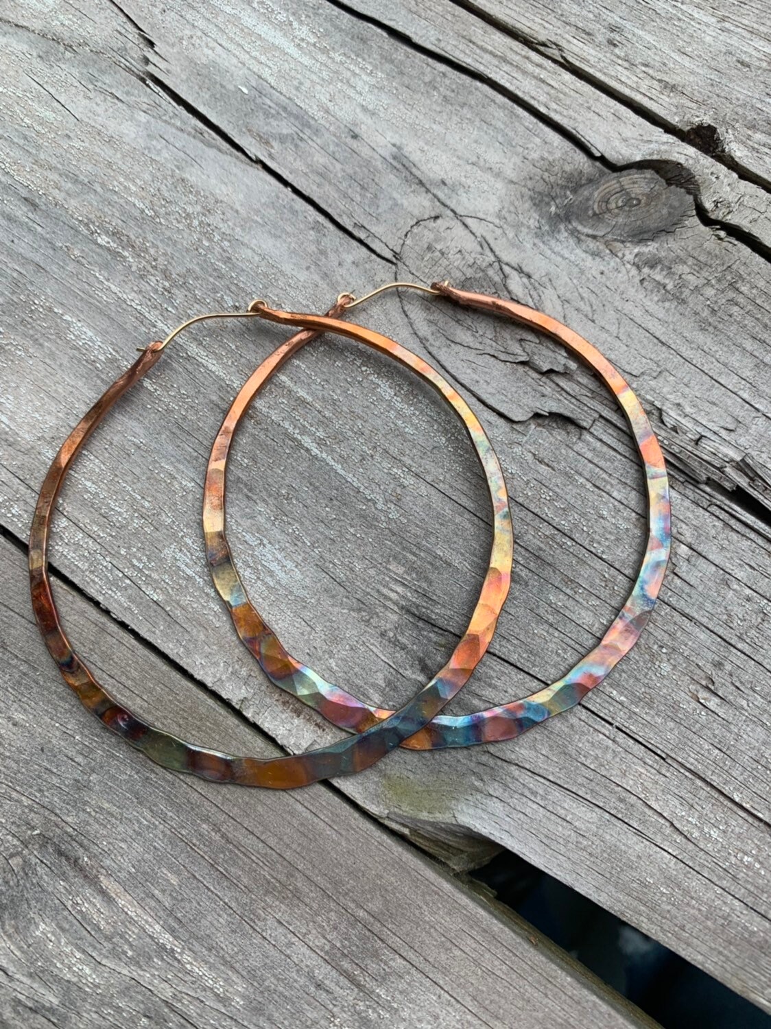 3.5 Inch Hoop Earrings Extra large Hoops Rainbow Copper Hoop Earrings Big Hoops Hoop Earrings DanielleRosebean Large Hoops