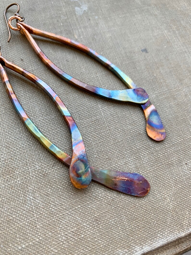 Rainbow Copper Earrings / Dangle Earrings / Drop Earrings / - Etsy
